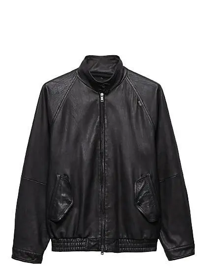 Prada Stand-collar Nappa Leather Blouson Jacket - Black