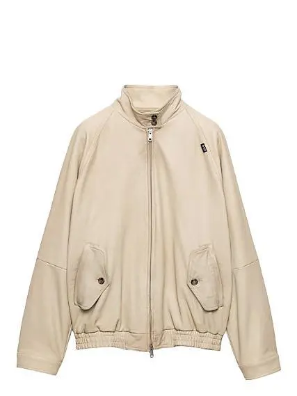 Prada Stand-collar Nappa Leather Blouson Jacket - Neutral