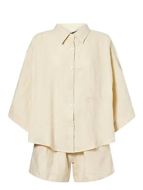 DEIJI STUDIOS Relaxed Linen Shirt And Shorts Set - Oat