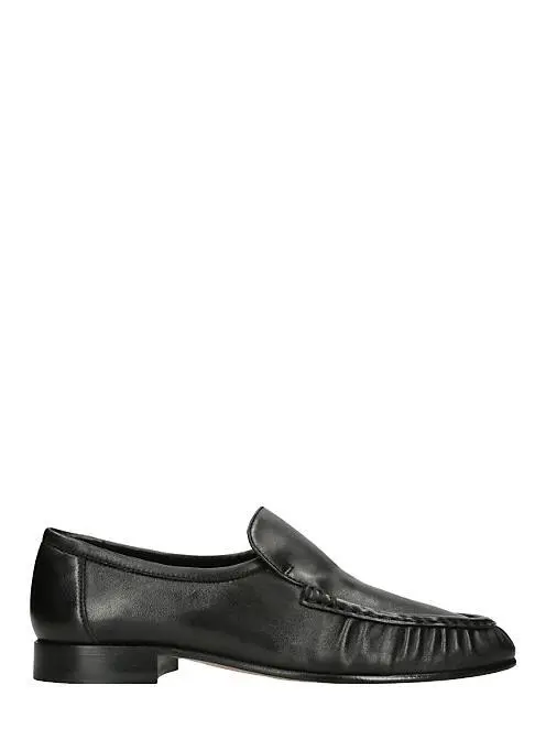 THE ROW Soft Moccasin Two Leather Loafers - Black