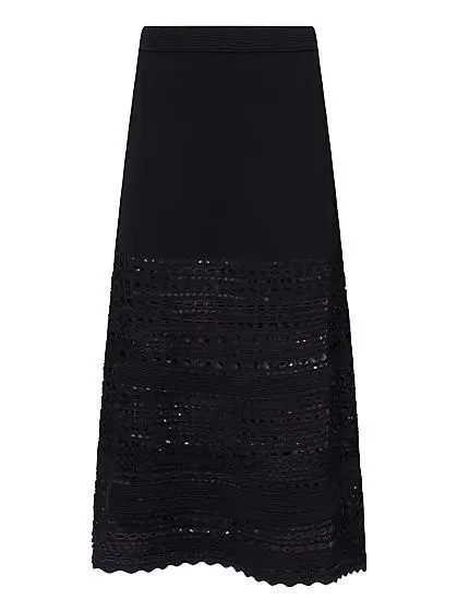 Simkhai Westly Open-stitch Midi Skirt - Black