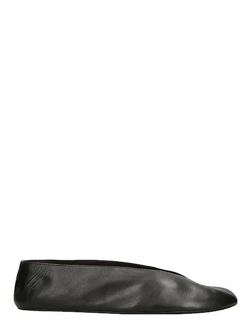 THE ROW Fay Flat Leather Ballet Flats - Black