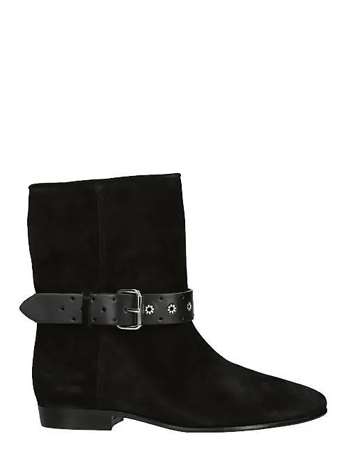 Isabel Marant Étoile Reena Suede Boots With Buckle Embellishment - Black