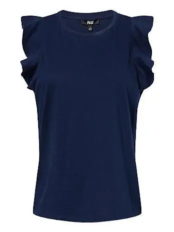 Paige Alaria Frilled Cotton Tank Top - Navy