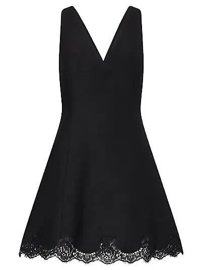 Valentino Garavani Lace-trimmed Wool And Silk Blend Mini Dress - Nero