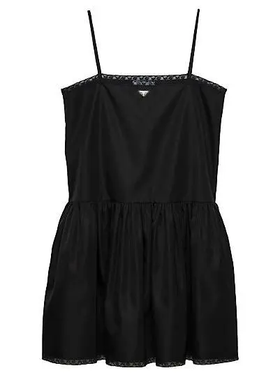 Prada Lace-trimmed Re-nylon Mini Dress - Black