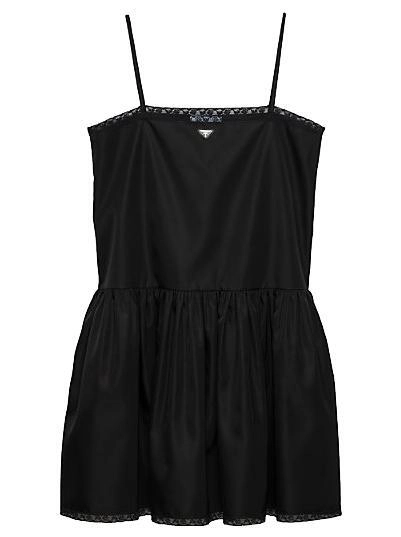 Prada Lace-trimmed Re-nylon Mini Dress - Black