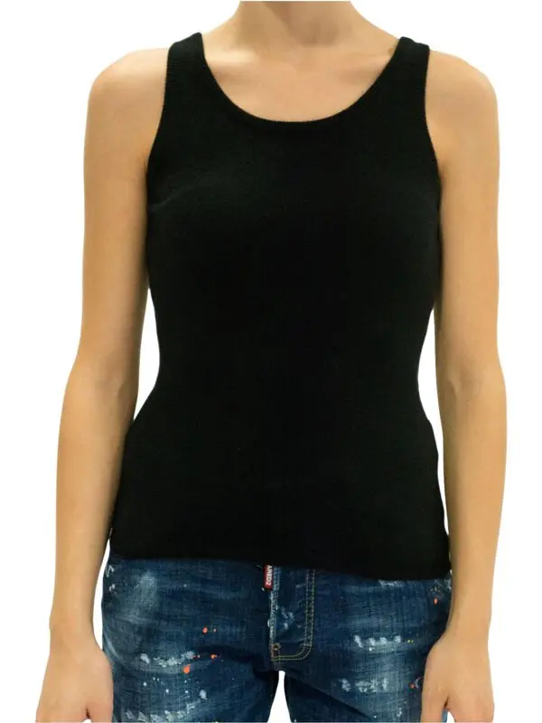 Lela Rose Sleeveless Crew Neck Vest - Black