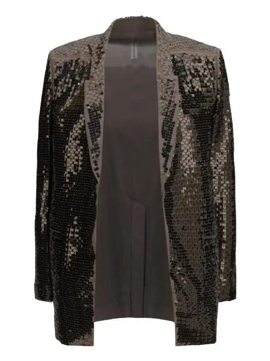 Rick Owens Sequined Long Sleeve Blazer - Black