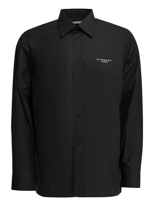 Givenchy Logo Embroidered Long-sleeved Shirt - Black