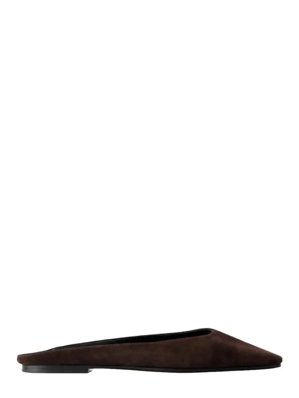 THE ROW June Suede Mules - Dark Brown