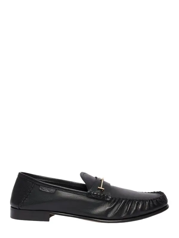 TOM FORD Goatskin T Penny Loafers - Black