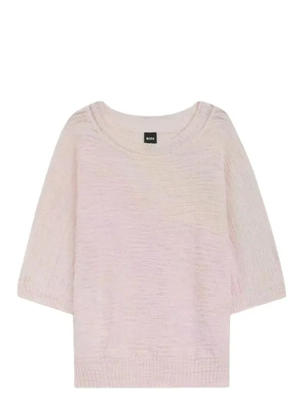 BOSS Textured Knit Scoop Neck Jumper - Pink