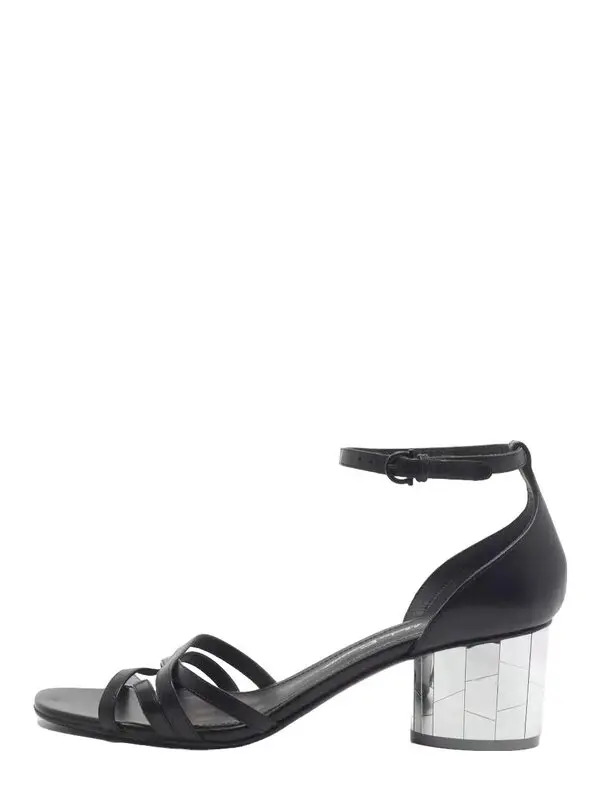 FERRAGAMO Leather Ankle Strap Sandals - Black