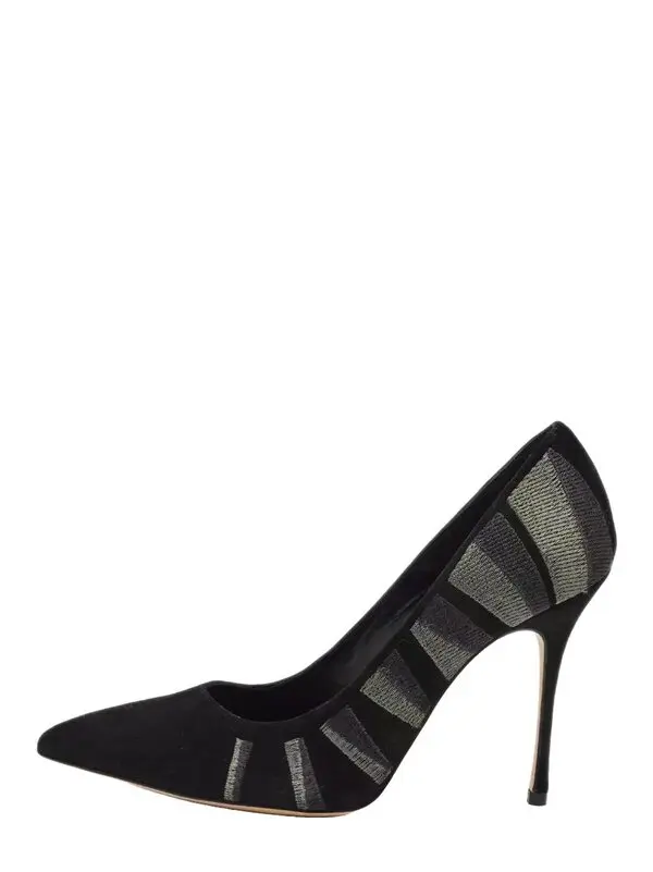 Manolo Blahnik Bb Embroidered Pointed-toe Stiletto Pumps - Black