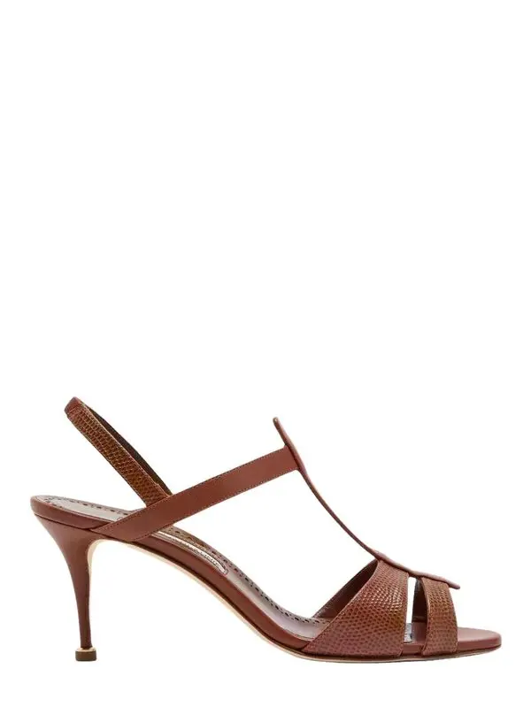 Manolo Blahnik Retauxlo Leather Heeled Sandals - Brown