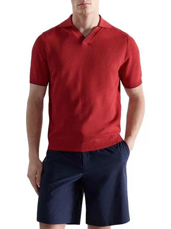 Mango Contrast Trim Piqué Polo - Red