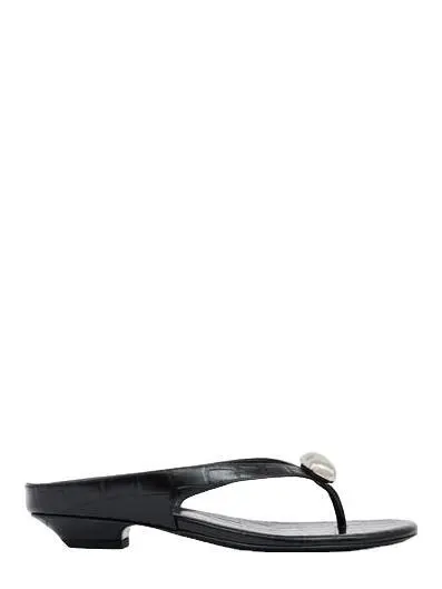 MI/MAI Cristo Croc Effect Jewel Flat Sandals - Black