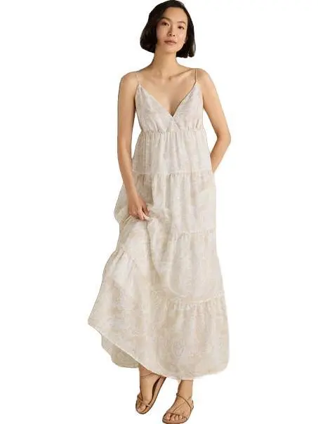 HAVEN WELL WITHIN Ramie Blend Paisley Tiered Maxi Dress - Assorted Brights