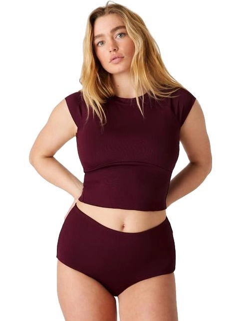 LONDRE BODYWEAR Short Sleeve Surf Top - Dark Cherry