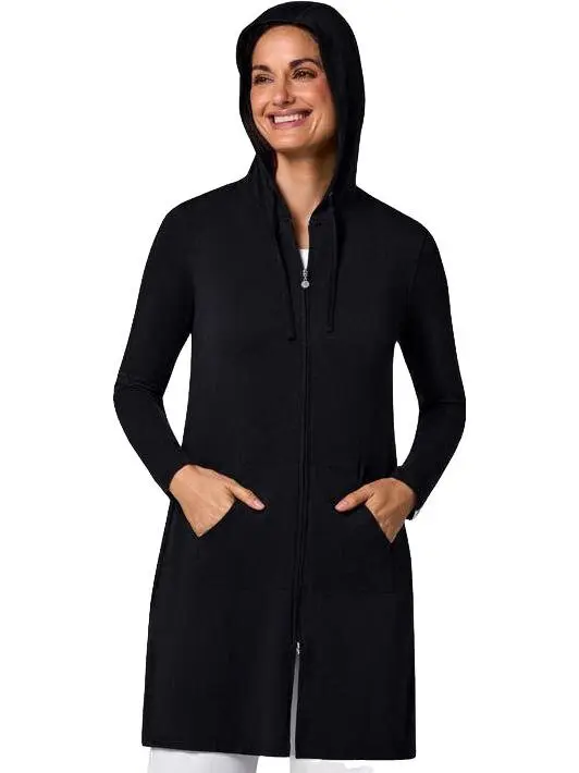 Coolibar Cabana Long Zip-up Hoodie With Upf 50+ Protection - Black