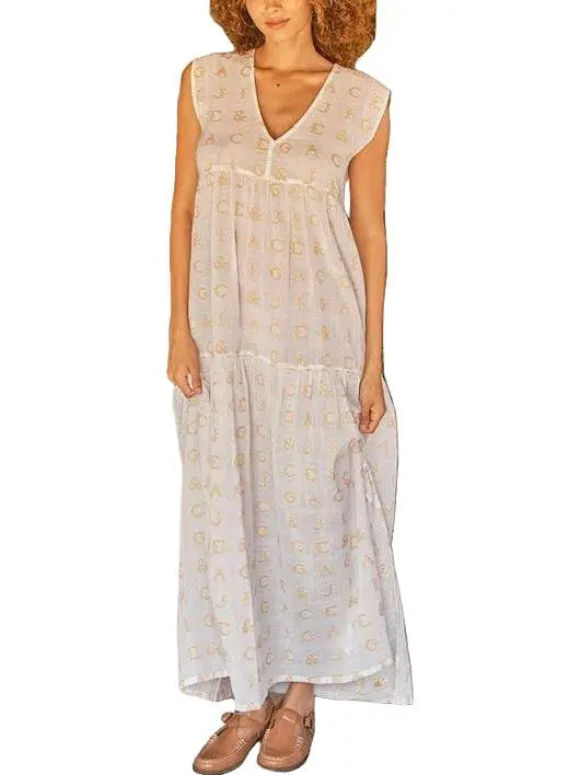Ace & Jig Jules V-neck Belted Tiered Maxi Dress - Initial