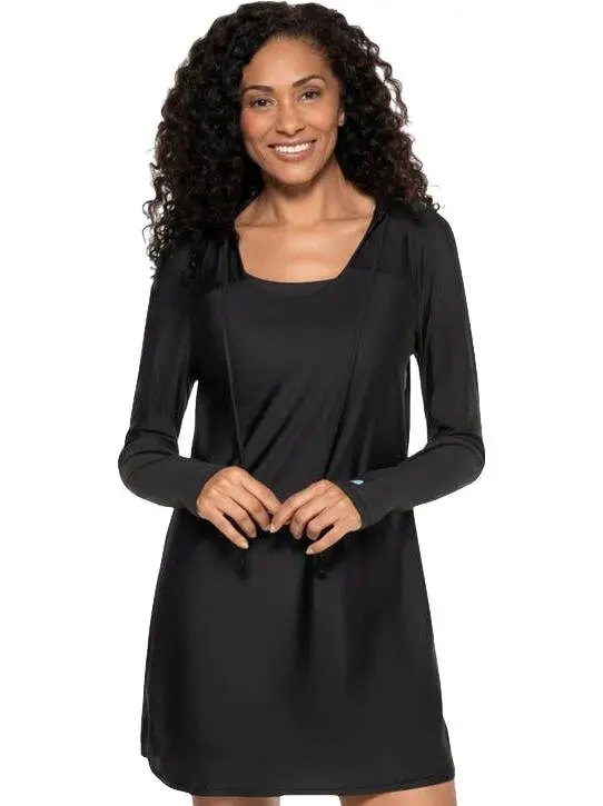 Coolibar Seacoast Hooded Cover-up Dress - Black