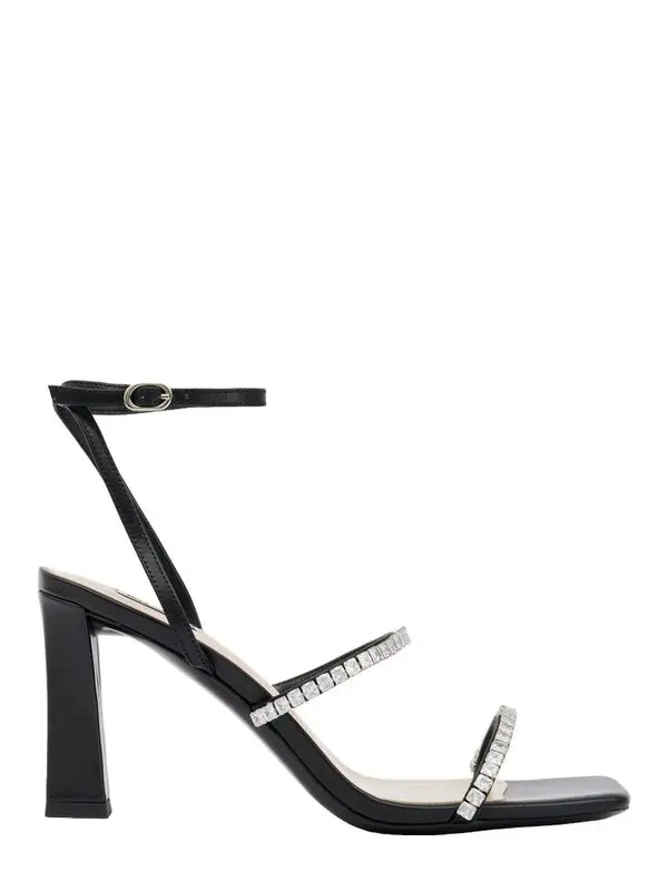MI/MAI Nidal Rhinestone Detail Heeled Sandals - Black