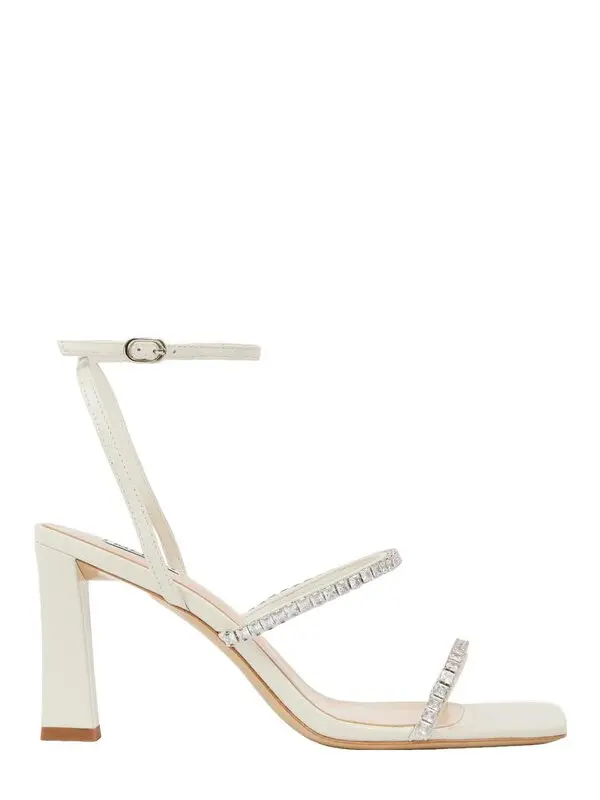 MI/MAI Nidal Rhinestone Detail Heeled Sandals - White