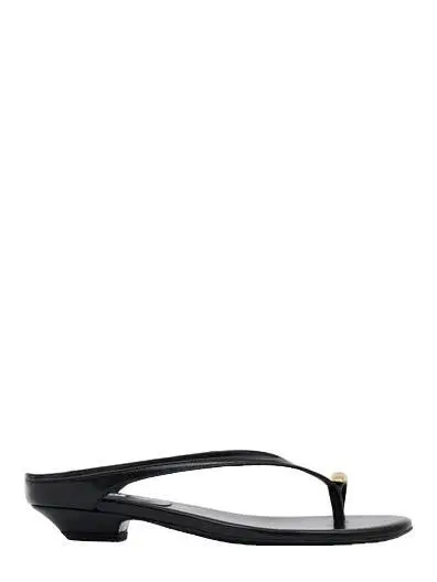 MI/MAI Juno Jewel Detail Flat Sandals - Black