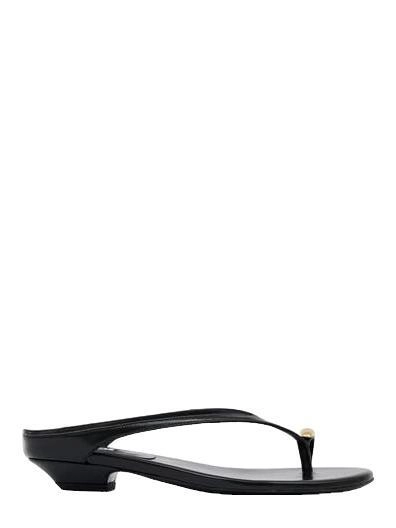 MI/MAI Juno Jewel Detail Flat Sandals - Black