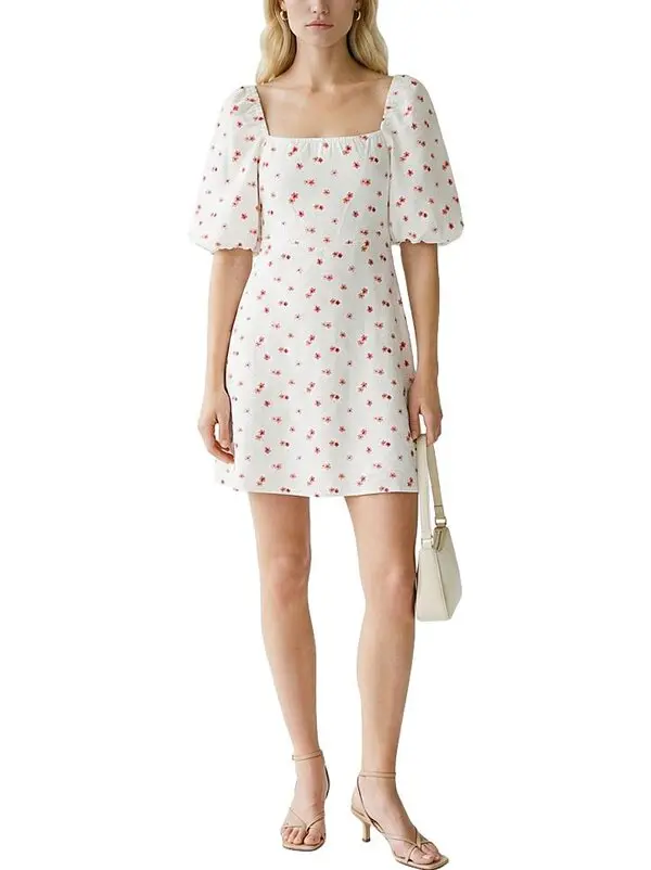 Vero Moda Odette Dress Floral Print Mini Dress - Cloud Dancer