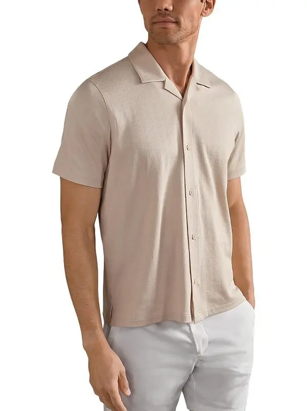RHONE Palms Camp Collar Patterned Shirt - Bone