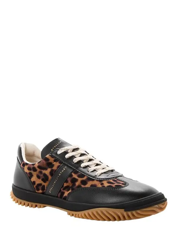 Stella McCartney Lace Up Leopard Print Sneakers - Black/leopard