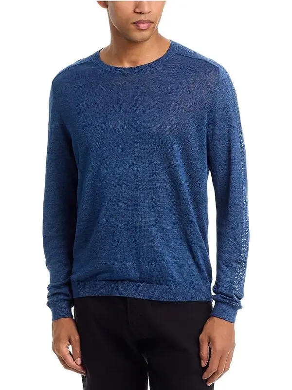 John Varvatos Cesari Textured Stripe Crewneck Shirt - Bluestone