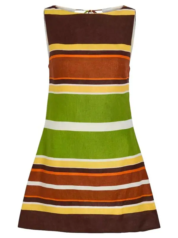 Faithfull The Brand Jacie Striped Mini Dress - Brown