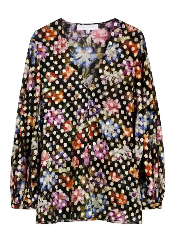 Borgo De Nor Stellan Fil-coupé Floral Print Blouse - Black