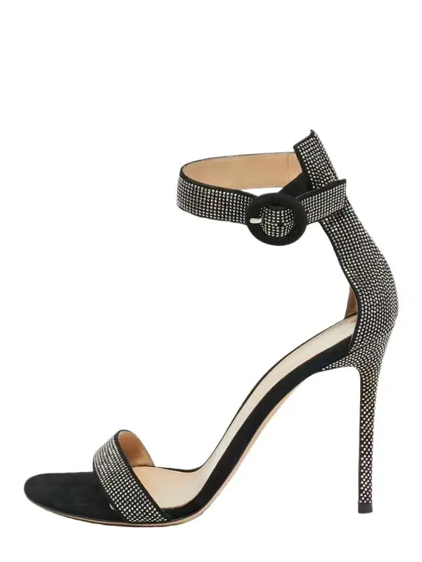 GIANVITO ROSSI Portofino Suede Studded Sandals - Black