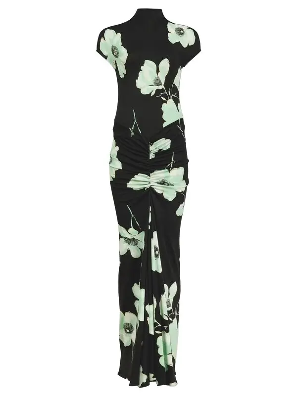 Alaïa Viscose Dress With Sakura Print - Multicolor