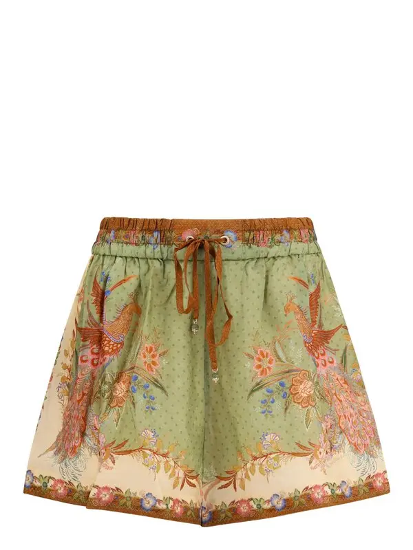 Zimmermann Indra Relaxed Silk Drawstring Shorts - Multicolor