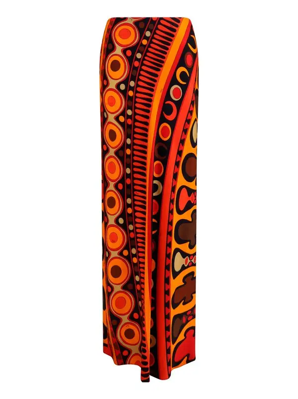 Emilio Pucci Satin Skirt With Solei Print - Orange