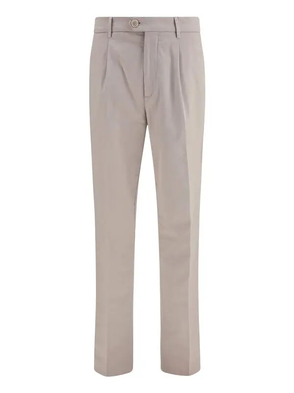 Brunello Cucinelli Cotton Blend Straight Leg Chino Pants - Cream