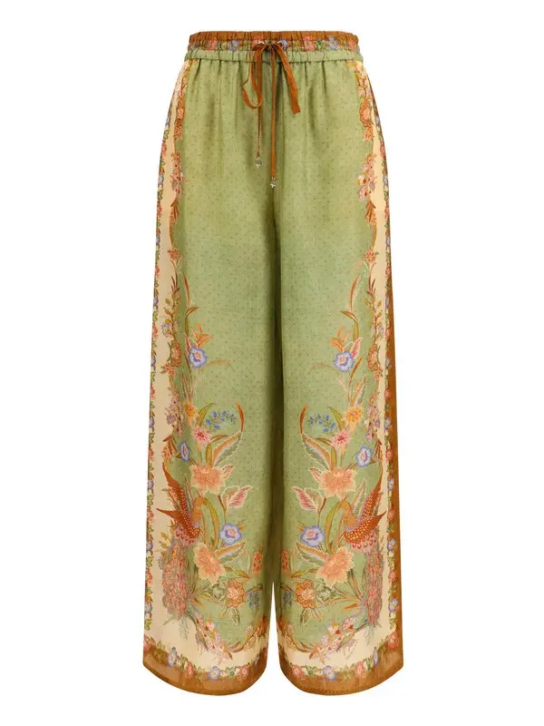 Zimmermann Indra Relaxed Silk Habotai Wide-leg Pants - Multicolor