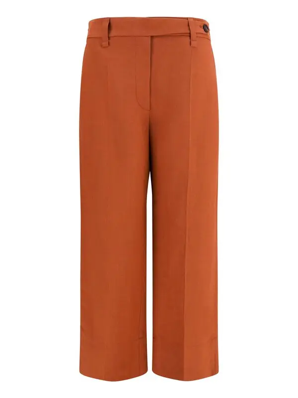 Brunello Cucinelli Cigarette Pants In Fluid Viscose And Linen Twill - Brown