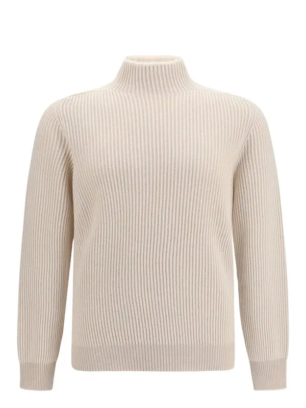 Brunello Cucinelli Cashmere Ribbed Turtleneck Sweater - Multicolor