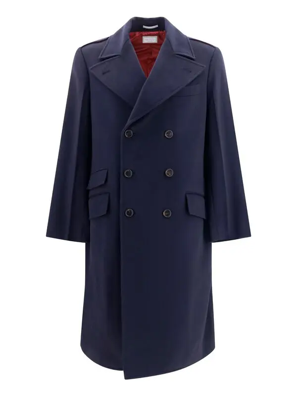 Brunello Cucinelli Double-breasted Wool Coat - Blue