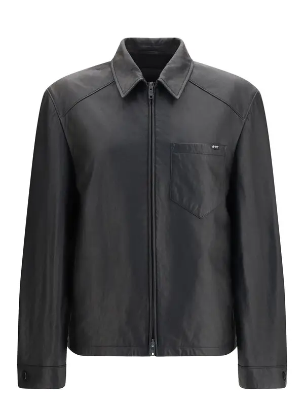 Prada Nappa Leather Zip-up Jacket - Black