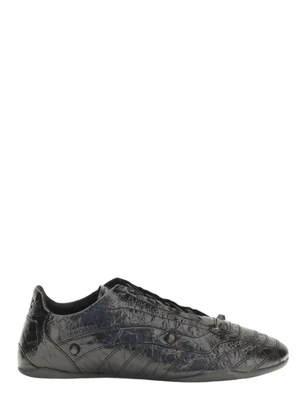 Balenciaga City Croc-effect Leather Lace-up Sneakers - Black