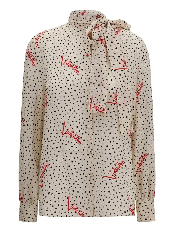Valentino Garavani Crepe De Chine Bow-neck Shirt - Multicolor