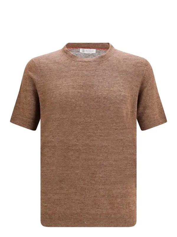 Brunello Cucinelli Linen And Cotton Crewneck T-shirt - Brown